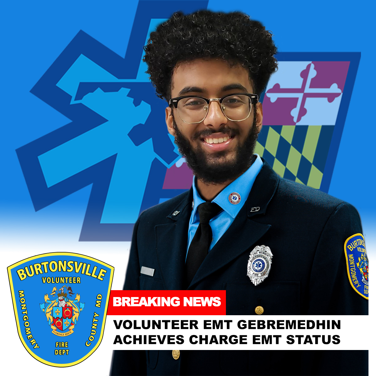 EMT Gebremedhin becomes Charge Aide - Burtonsville Volunteer Fire ...