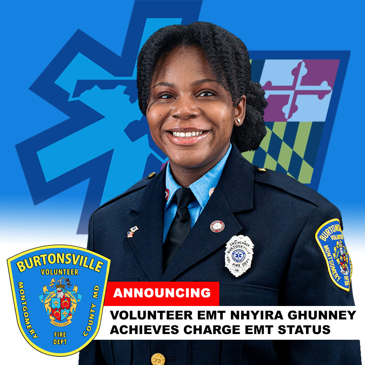 EMT Ghunney becomes Charge Aide - Burtonsville Volunteer Fire Department